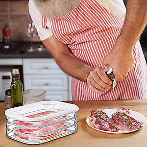 Generic Meat Container for Fridge, Lunch Meat Container, Bacon Keeper, Stackable Food Storage Boxes with Lid, Meal Prep Containers, for Cold Cuts, Salami, Deli, Lunch Meat, BPA Free, Clear