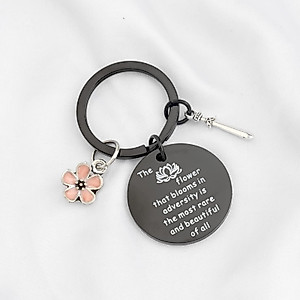 Princess Inspired Cuff Bracelet Keychain The Flower That Blooms in Adversity Jewelry Gift for Her (keychain black)