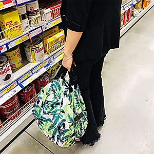 Woonsoon 2-Pcs Reusable Grocery Bags with Handles Foldable Washable Shopping Bags Waterproof Large Capacity Shopping Tote Bag