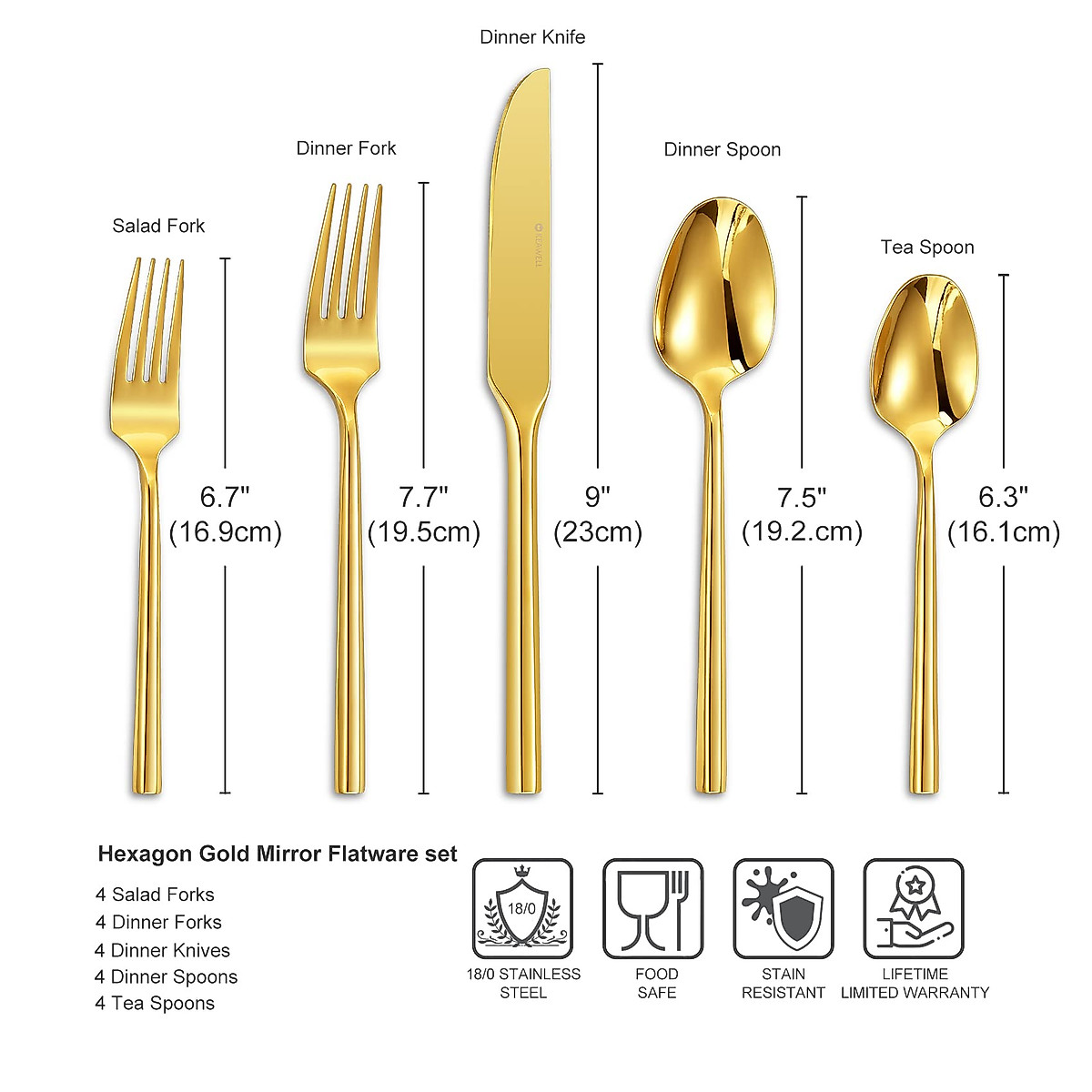 KEAWELL 20-Piece Flatware set (Mirror Silver)