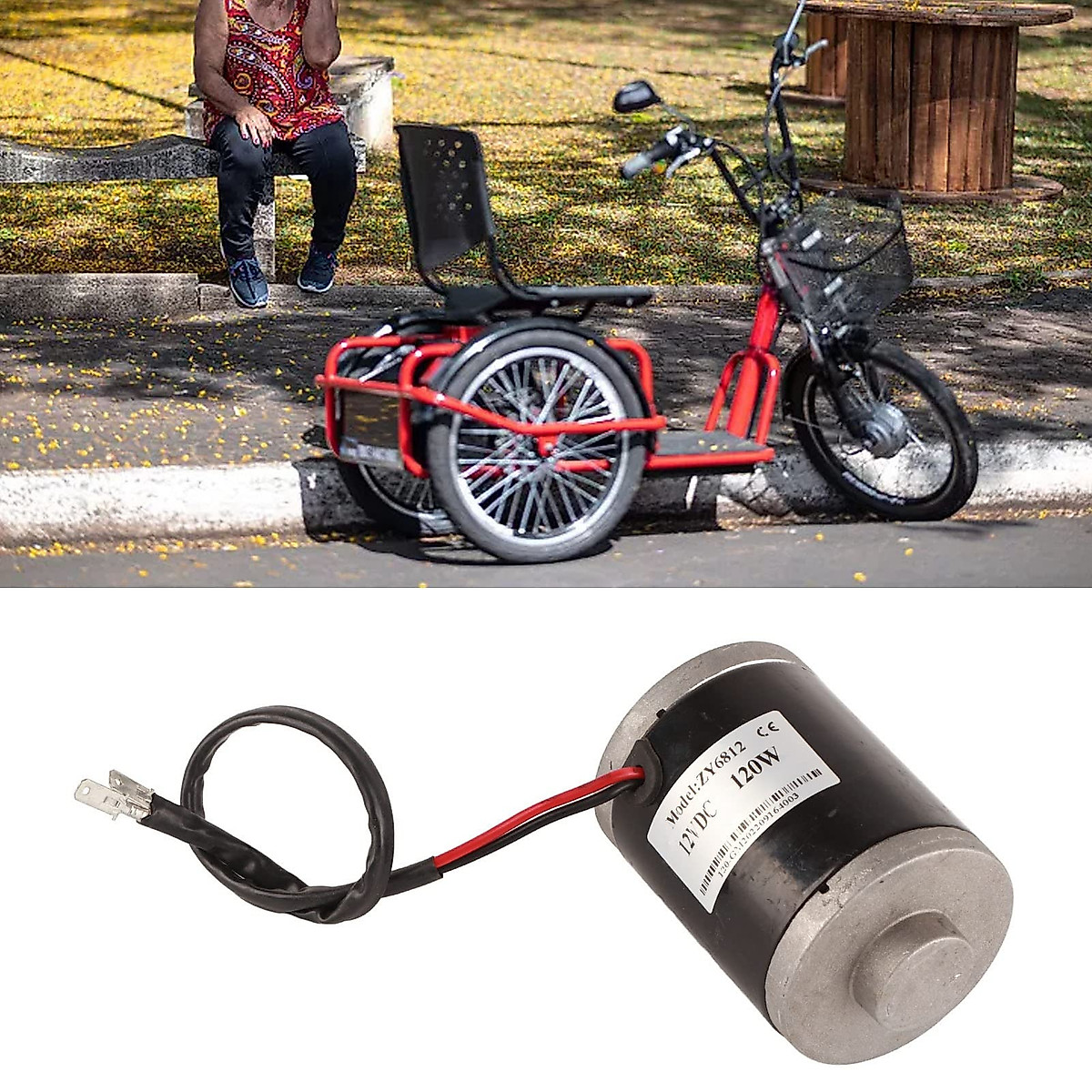 12V 120W High Speed Electric DC Brushed Motor Kit, Electric Scooter Brushed Motor Kit with 25H76 Chain and 25H 3 Hole 47 Teeth Crankset for Bike e-Bike ATV
