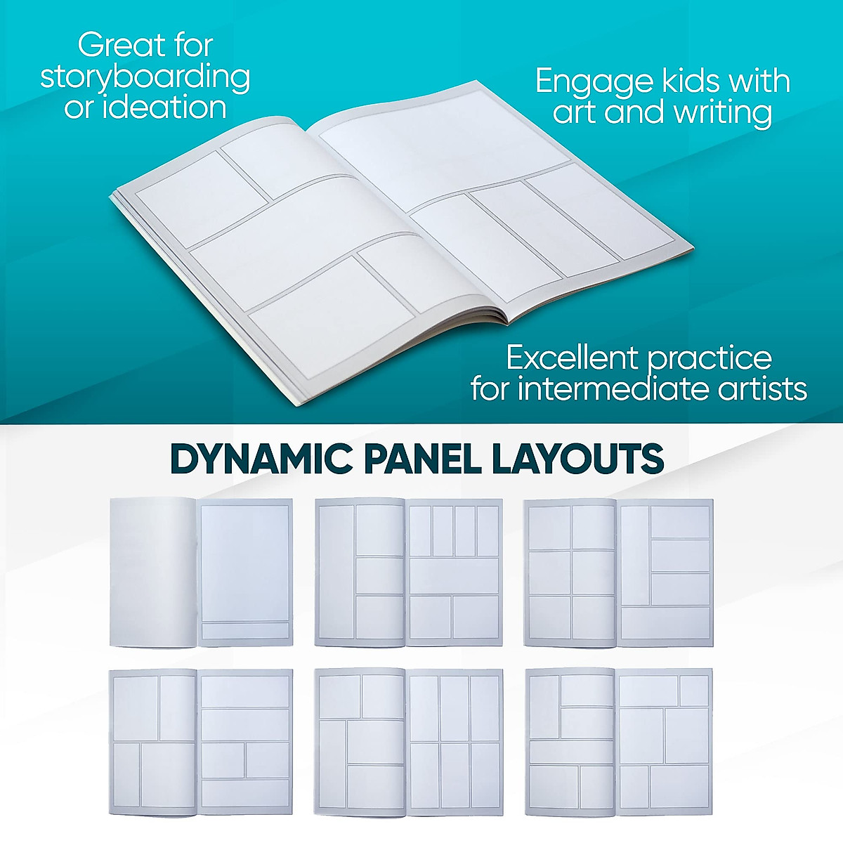 Koala Tools - Blank Comic Book, Draw-It-Yourself Comic Sketch Book with Dynamic Panels, 6.6 x 10 Inches, 28 Pages, Pack of 3