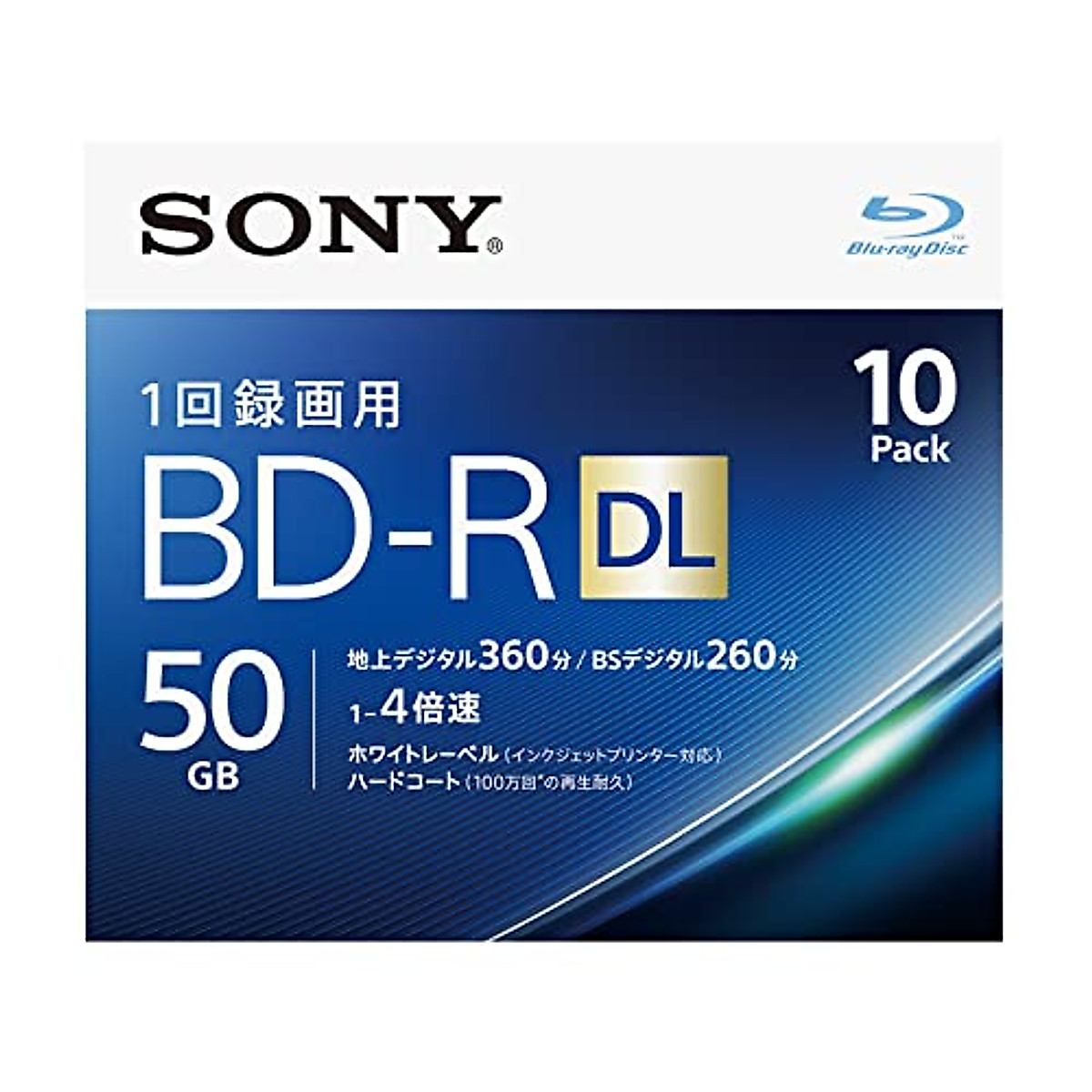 Sony 4X BD-R DL 10 Pack 50GB White Printable 10BNR2VJPS4