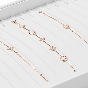 Oirlv Premium White Leather Stackable Jewelry Tray 18 Gird Necklace Bracelet Organizer Showcase Necklace Display Tray