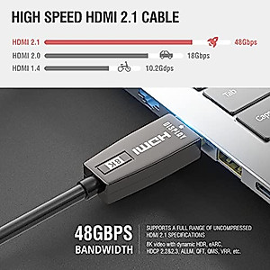 Dikuolink 8K HDMI 2.1 Fiber Optic Cable 40FT 4K 120Hz 8K 60Hz Ultra High Speed 48Gbps HDR eARC HDCP2.3, Slim Flexible for RTX3080/3090, Game, Xbox Series X, PS4/5, LG C9/CX, Samsung Q90T, TCL, Sony