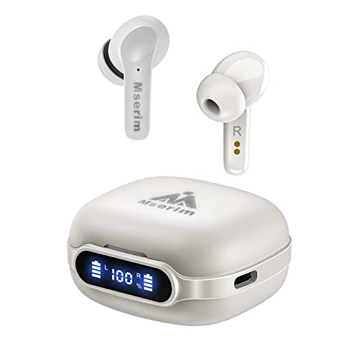 Mserim Wireless Earbuds, Bluetooth Earbuds, Clear Call Headphones with Microphone,IPX5 Waterproof Earphones,30 Hours Playtime, Voice Assistant, for iPhone Android PC Music Sport(Black)