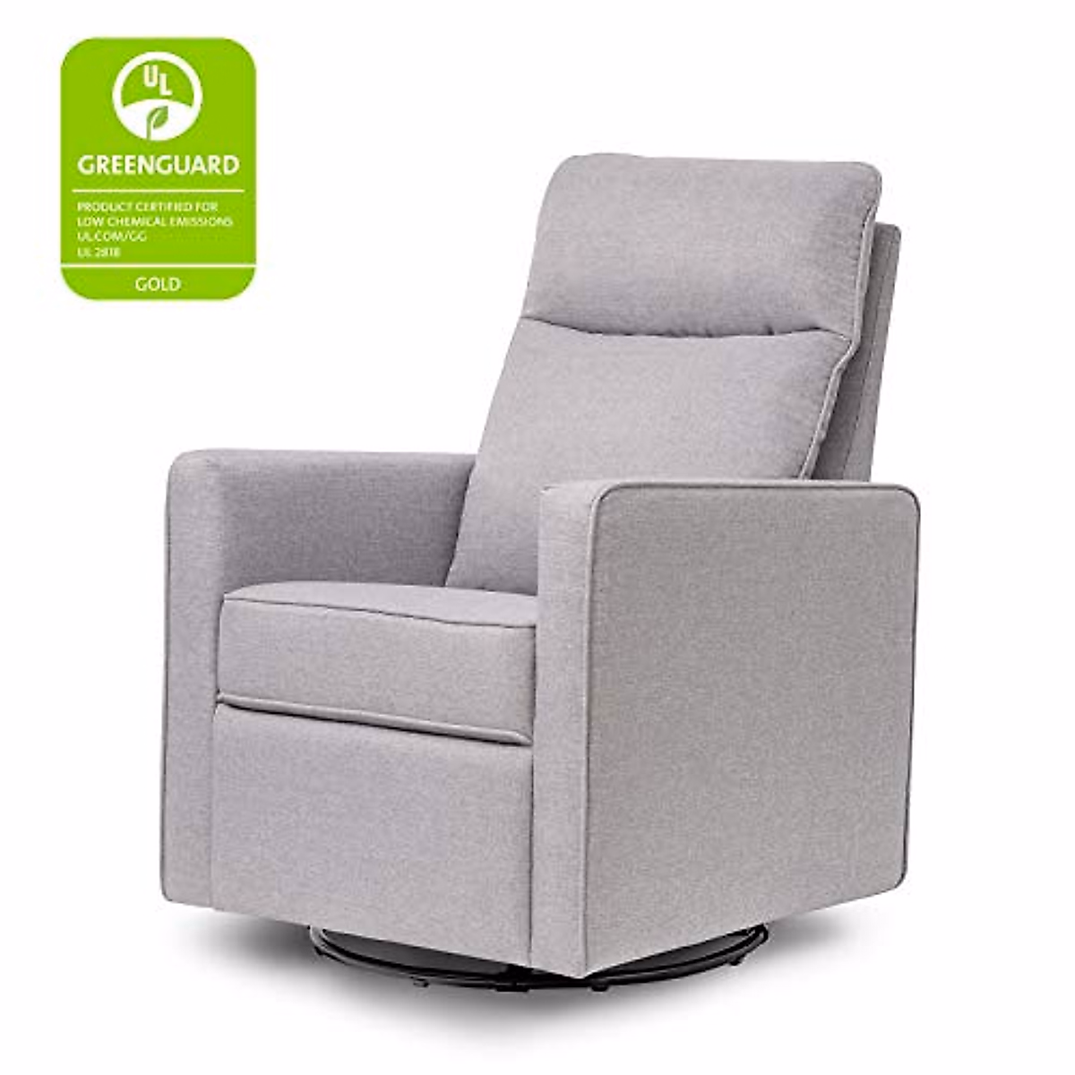 DaVinci Gabby Pillowback Swivel Glider in Polyester, Misty Grey, Greenguard Gold & CertiPUR-US Certified