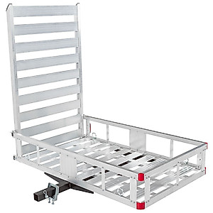 Silver Spring Aluminum Hitch Cargo Carrier Utility Basket with Loading Ramp for 2" Hitch Receiver - 500 lbs. Capacity