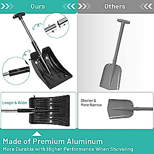 GYMAX 3 in 1 Retractable Snow Shovel, 35” Adjustable Snow Shovel Kit with Snow Brush & Ice Scraper, Portable Snow Removal Combo with Carrying Bag, Portable for Vehicle, Outdoor, Backyard