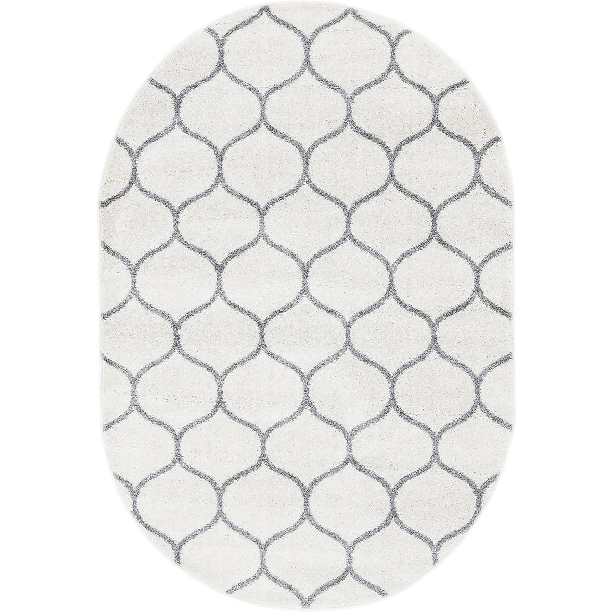 Unique Loom Trellis Frieze Collection Area Rug - Rounded (4' x 6' Oval, Ivory/ Gray)