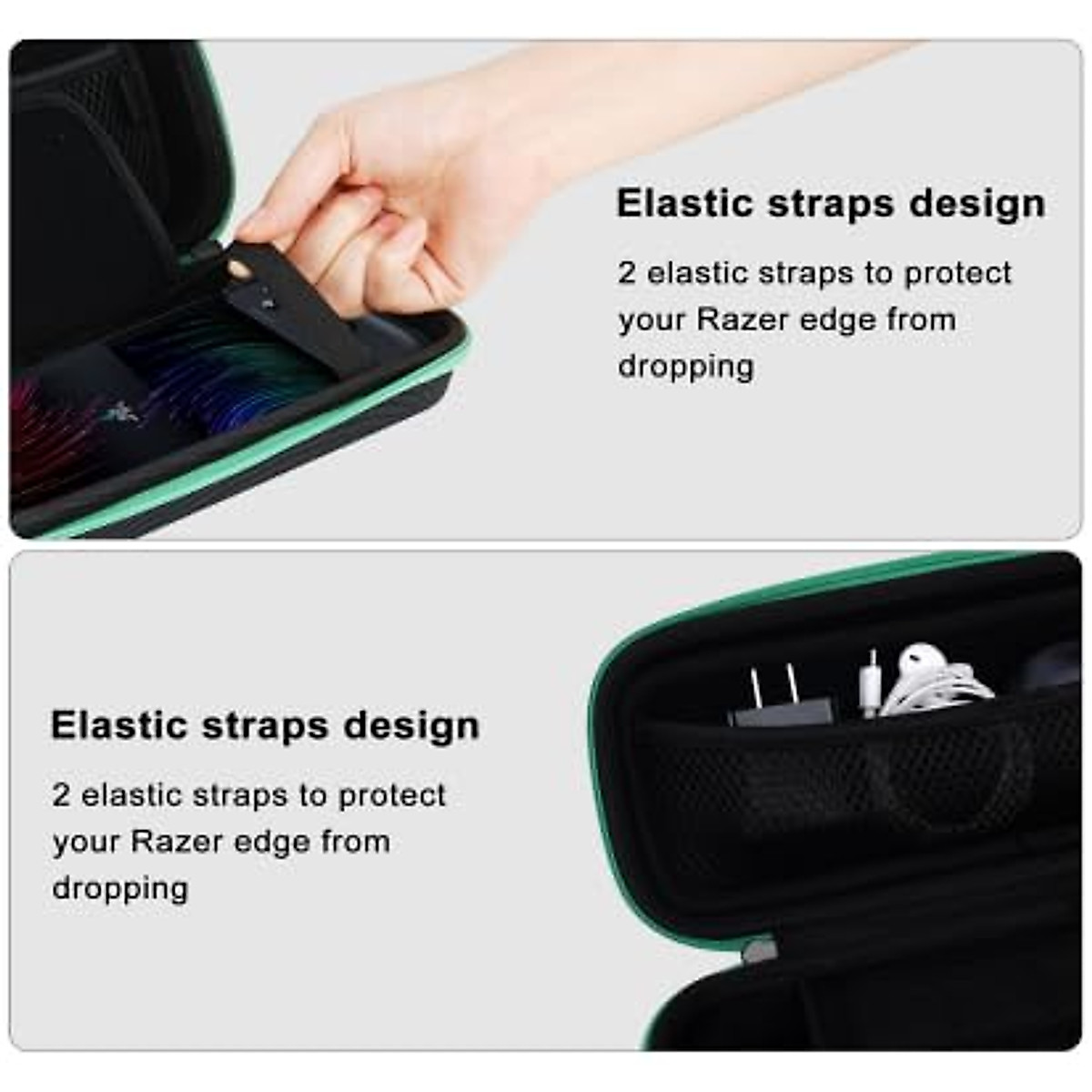 ZHUOVERCI Carry Case for Razer Edge 5G/Wi-Fi, Protective Hard Portable Travel Carrying Case Shell Pouch with Pockets for Accessories and Games for Razer Edge 6.8'' 2022, Black