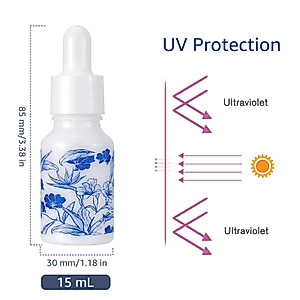 Newzoll 5Pcs 15ml (1/2oz) Dropper Vials Ceramic Perfume Bottles Empty Dropper Bottles Containers Jars for Essential Oils Cosmetic Liquid, Dropping Bottles with 3 Funnels