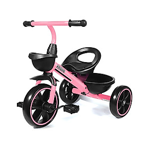 KRIDDO Tricycle for 2-5 Year Olds - Pink Toddler Trike With Gift for 24 Month to 4 Year Old Girls
