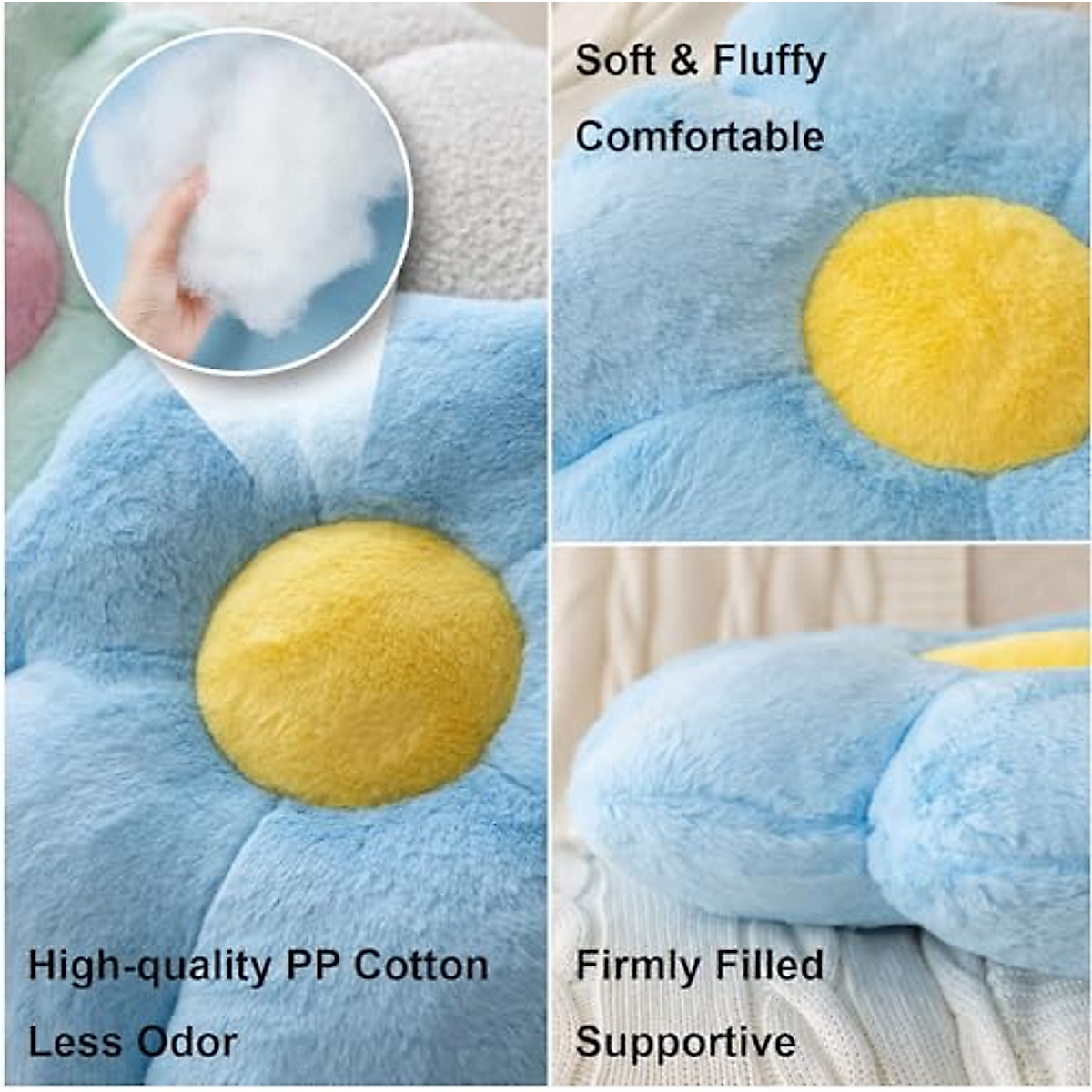 Galvitu Flower Pillow, Flower Shaped Pillow and Floor Seating Cushion, Aesthetic Room Décor Throw Pillow for Bedroom, Living Room, Kids Room, Bed, Couch, Sofa, Chair, 17.7 Inch (Green)