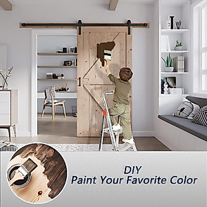 FREDBECK 42in x 84in Wood Barn Door with 7FT Barn Door Hardware Kit Included K Shape Solid Spruce Wood Panel Need to Assembly