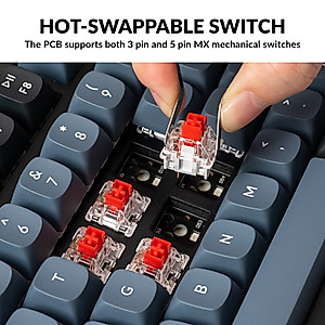 Keychron V1 Wired Custom Mechanical Keyboard Knob Version, 75% Layout QMK/VIA Programmable with Hot-swappable Keychron K Pro Red Switch Compatible with Mac Windows Linux (Frosted Black-Translucent)