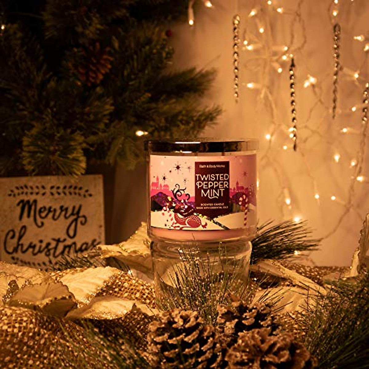 White Barn Bath and Body Works, 3-Wick Candle w/Essential Oils - 14.5 oz - 2020 Holidays Scents! (Twisted Peppermint)