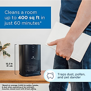 Medify Air MA-14 Air Purifier with H13 True HEPA Filter | 200 sq ft Coverage | for Allergens, Wildfire Smoke, Dust, Odors, Pollen, Pet Dander | Quiet 99.7% Removal to 0.1 Microns | Black, 1-Pack
