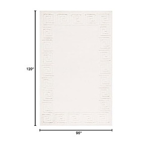 SAFAVIEH Metro Collection Area Rug - 8' x 10', Ivory, Handmade Greek Key Border Wool, Ideal for High Traffic Areas in Living Room, Bedroom (MET276A)