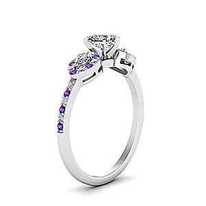 Pear Shaped diamond Side Stone Engagement Rings with White Diamond in 14K White Gold for Women, Bridal, Wedding, Engagement, Anniversary, Birthday, Mother Day Gift