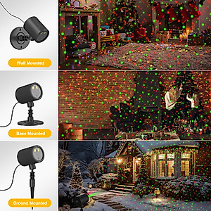 aandz Christmas Projector Light,HD Dynamic Moving Red and Green Starry Projection Light with 3 Working Modes,Waterproof Holiday Decoration Projector Lights for Halloween,Xmas,Home,Garden,New Year