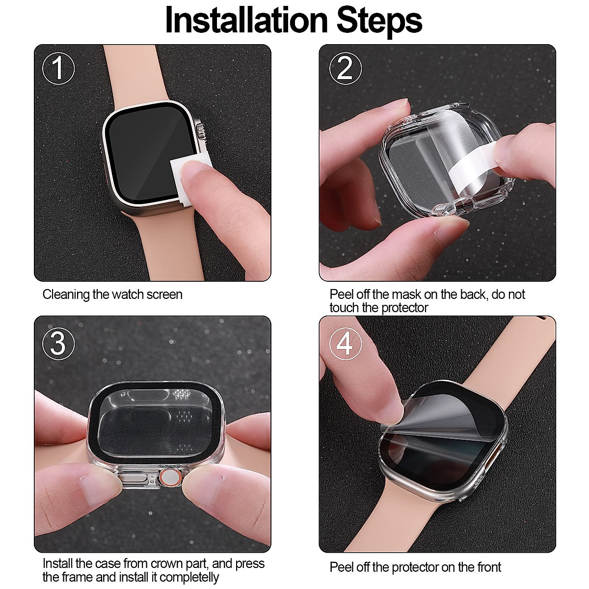 Charlam Compatible with 49mm Apple Watch Screen Protector Ultra iWatch Case Cover, 3 Pack Hard PC Edge Bumper Cases Full Coverage Touch Sensitive Protective Screen Covers, Red/White/Black, 49mm