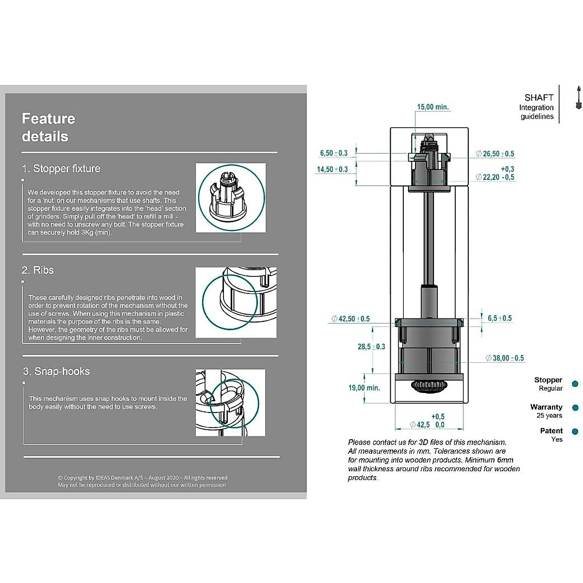 CrushGrind Ceramic Grinder for DIY Salt Pepper or Spice Mills with Adjustable Grinding Setting (10.2" - Pack of 1)
