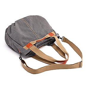 Ciao Stilista Canvas Handbags for Women Heavy Duty Tote Bag Everyday Tote Bags for Women Canvas Purse Vintage Canvas Tote Bag with Leather Top Handle Small Handbags for Women Grey Pocket Books Bag