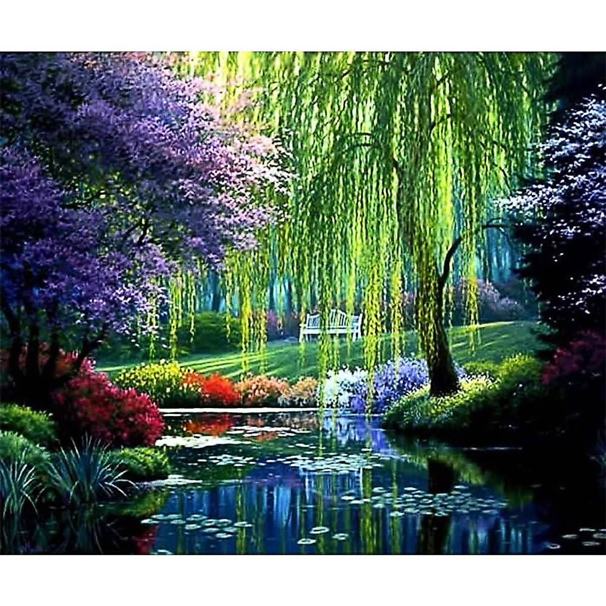 NEILDEN Diamond Painting Kits for Adults Beginners DIY 5D Scenery Diamond Art Kits Round Full Drill Diamond Dotz Diamond Dots Willow Tree Pictures Art for Home Wall Decor 14 x 18 inch