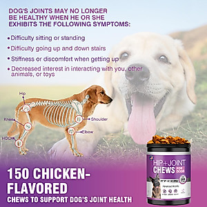 Glucosamine for Dogs 200pcs Joint Support Supplement Dog Hip and Joint Chondroitin Chews Treats with MSM Hemp Dog Joint Pain Relief Mobility Supplements Chicken Flavor Fit All Large Small Medium Breed