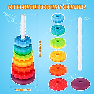 NiToy Spinning Stacking Toy for Kids, Rainbow Tower Dual-Color Spinning Wheels Premium Strong BPA-Free ABS Plastic Early Education Fun Learning and Engaging Brain Development Toys (Large 6th Floor)
