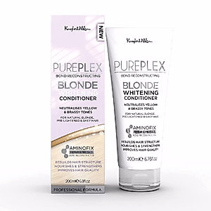 PurePlex Bond Reconstructing Blonde Conditioner. Neutralizes Brassy & Yellow Tones in All Blonde, Lightened and Grey Hair Whilst Repairing and Leaving Hair a Clean, Crisp White Blonde.