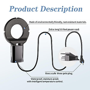 GUEOQTC 500 Watt Pond De-Icer with Thermostat, Cast Aluminum Submersible Bird Bath Heater, Heated Chicken Water, Power Cord 9.8 Ft.…