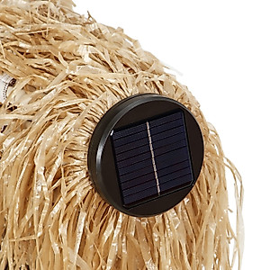 HYD-Parts 10FT Double Top Thatched Patio Umbrella Outdoor Hawaiian Style Beach Tiki Umbrella with Solar LED light & Crank for Patio, Pool, and Beach