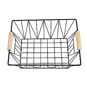 Amazon Basics Wire Rectangular Storage Baskets, Large, Set of 3, Black
