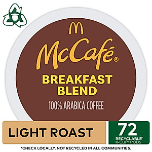 McCafé Breakfast Blend, Keurig Single Serve K-Cup Pods, Light Roast Coffee Pods, 72 Count