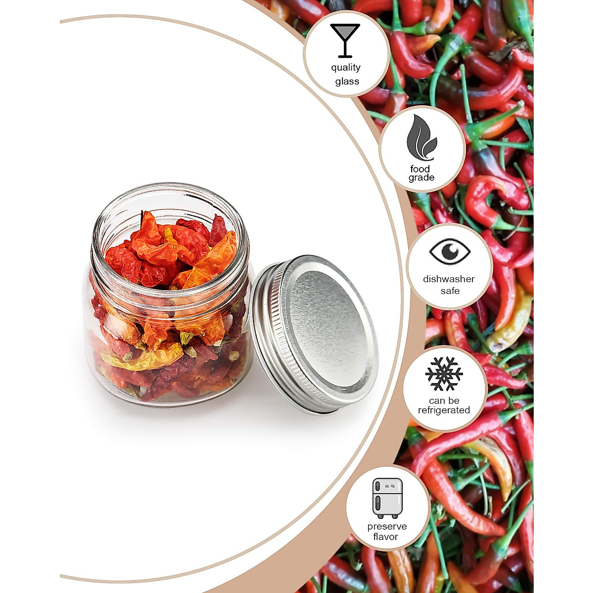 TANGLONG Mason Jars 8 oz Set of 24,Small Mason Jars,Spice Jars,8 oz Mason Jars with Lids,Small Jars with Lids,8 oz Glass Jars,Small Glass Jars with Lids