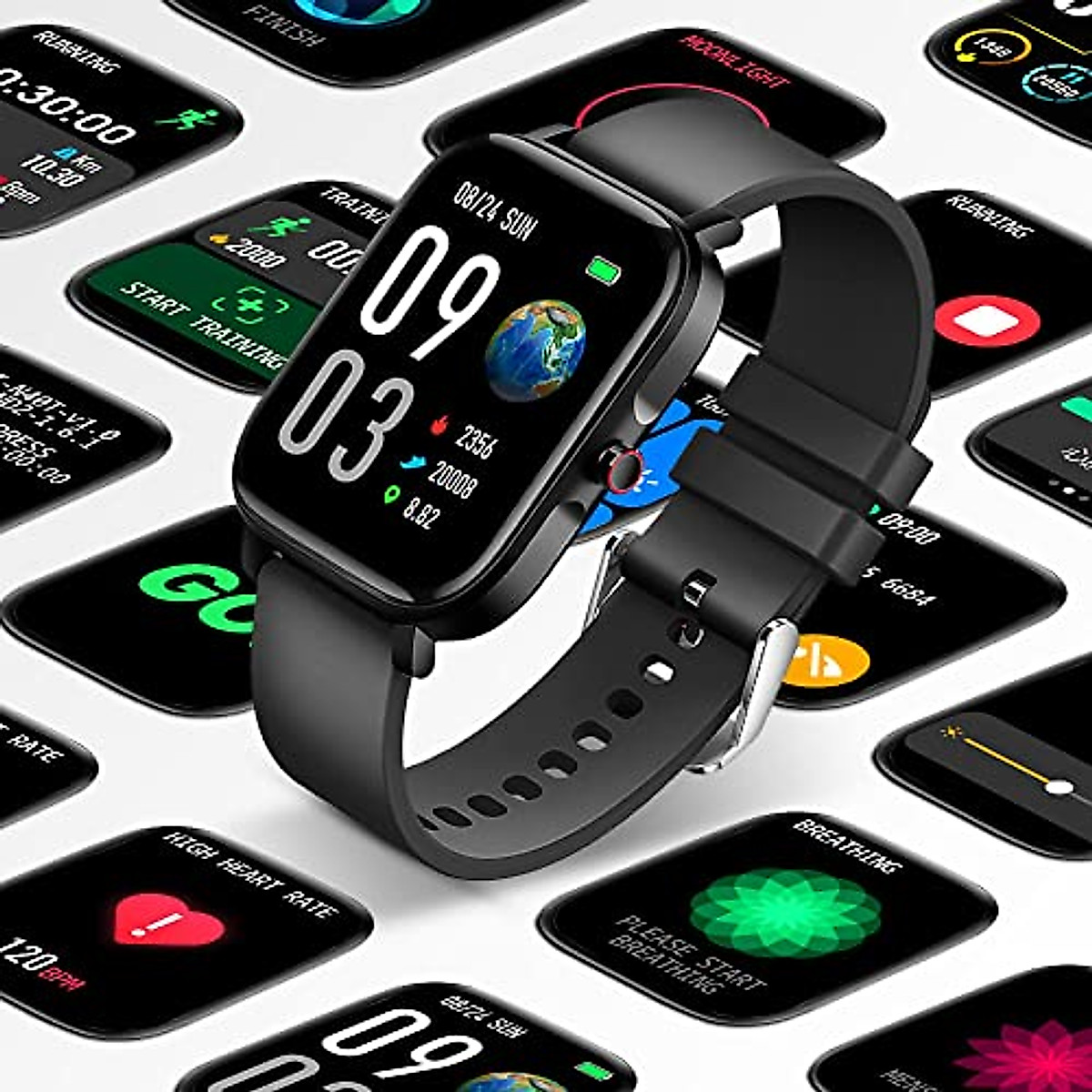 Smart Watch for Men Women 2022, 1.69" inch Fitness Tracker Watch Sport Smartwatch with Heart Rate and Sleep Monitor, IP68 Waterproof Calorie/Step Counter Activity Tracker/Smart Tracker for Android iOS