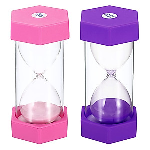 PATIKIL 10, 30 Minute Sand Timer, 2pcs Hexagon Small Sandy Clock with Plastic Cover, Count Down Sand Glass for Games, Kitchen, Party Favors DIY Decoration, Yellow, Orange