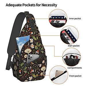 MANQINF Wild Mushroom Sling Bag,Multipurpose Crossbody Backpack Shoulder Chest Bag for Women Men Travel Hiking Daypack