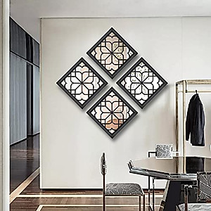 Wocred 2 PCS Square  Wall Mirror,Gorgeous Rustic Farmhouse Accent Mirror,Black Entry Mirror for Bathroom Renovation,Bedrooms,Living Rooms and More(12”x12”)