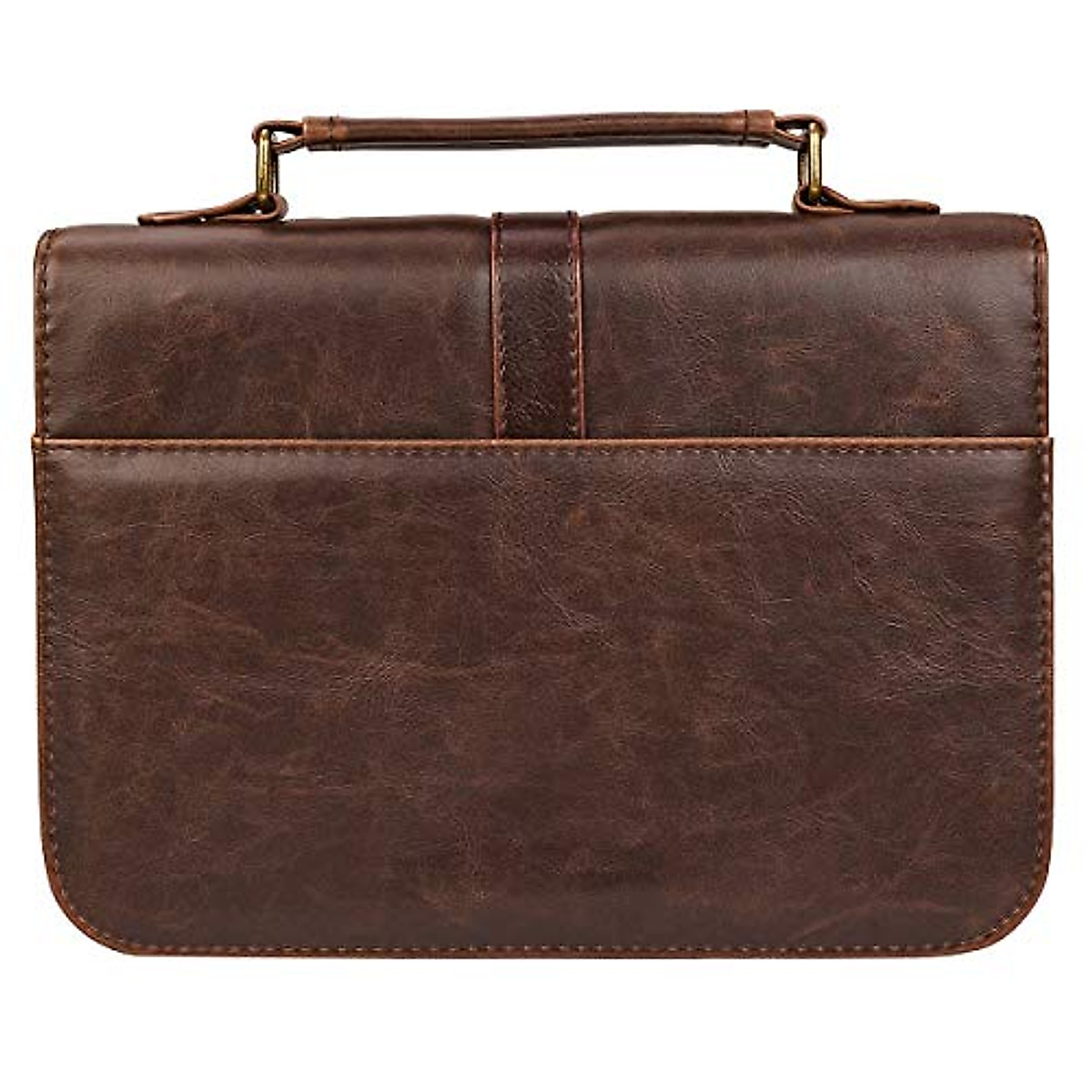 Christian Art Gifts Men's Classic Bible Cover Cross Badge, Distressed Brown Faux Leather, Large