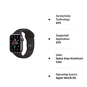 Apple Watch SE (GPS, 40mm) - Space Gray Aluminum Case with Black Sport Band (Renewed)