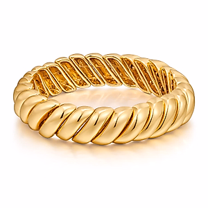 FAMARINE Gold Chunky Bangle Bracelet, Stretchable Elastic Bracelet for Women Men