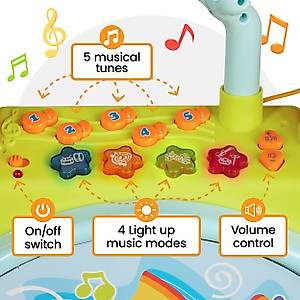 Prextex Kids Drum Set - Toddler Drum Set Includes Toy Microphone, Adjustable Sound Bass, Electric Drums & Drum Sticks (for Ages 3-6)