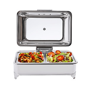 9L Food Warmer,Electric Catering Chafing Dish Buffet with 2 Food Trays,Stainless Steel Buffet Server for Weddings,Birthday Parties, Buffets,Catering