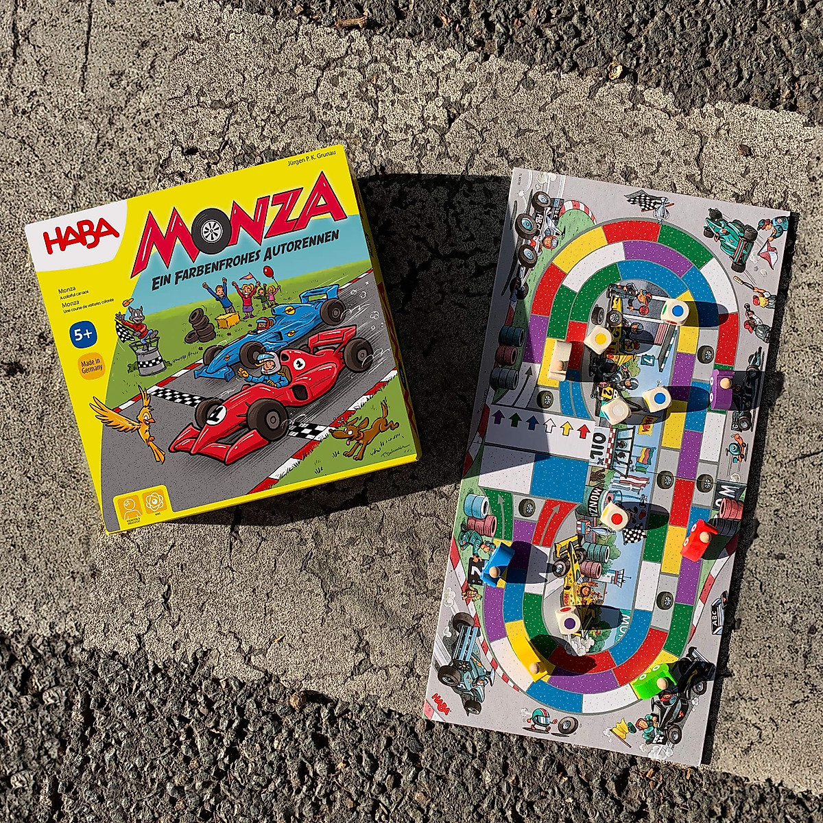 HABA Monza - Car Racing Games & Beginner's Board Game, Engaging Family Games for Kids and Adults Ages 5+ (Made in Germany)
