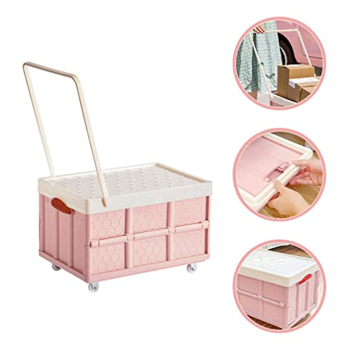 Cabilock Lidded Storage Bin Collapsible Storage Box Stackable Clothes Storage Box With Wheel