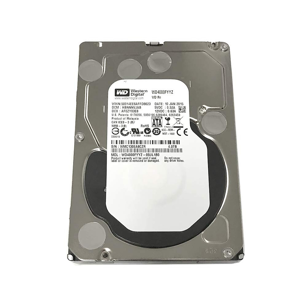 Western Digital 4TB 3.5 Inch SATA III, 7200 RPM, 64 MB Cache Enterprise Hard Drive (Western Digital4000FYYZ)