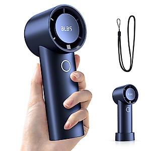 BLBS Portable Handheld Fan, 15000RPM High-Speed Turbo Personal Mini Fan, 14Hrs 6000mAh Rechargeable Hand Fan, 4 Speeds Electric Pocket Fan with Base & Lanyard, Beach Face Fan for Men Women Kids Gifts